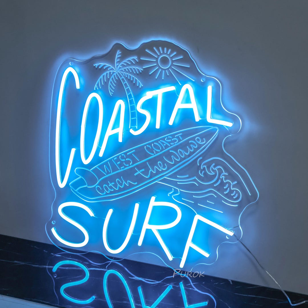 Coastal Surf LED Neon Sign: Beach Waves Wall Art - Etsy