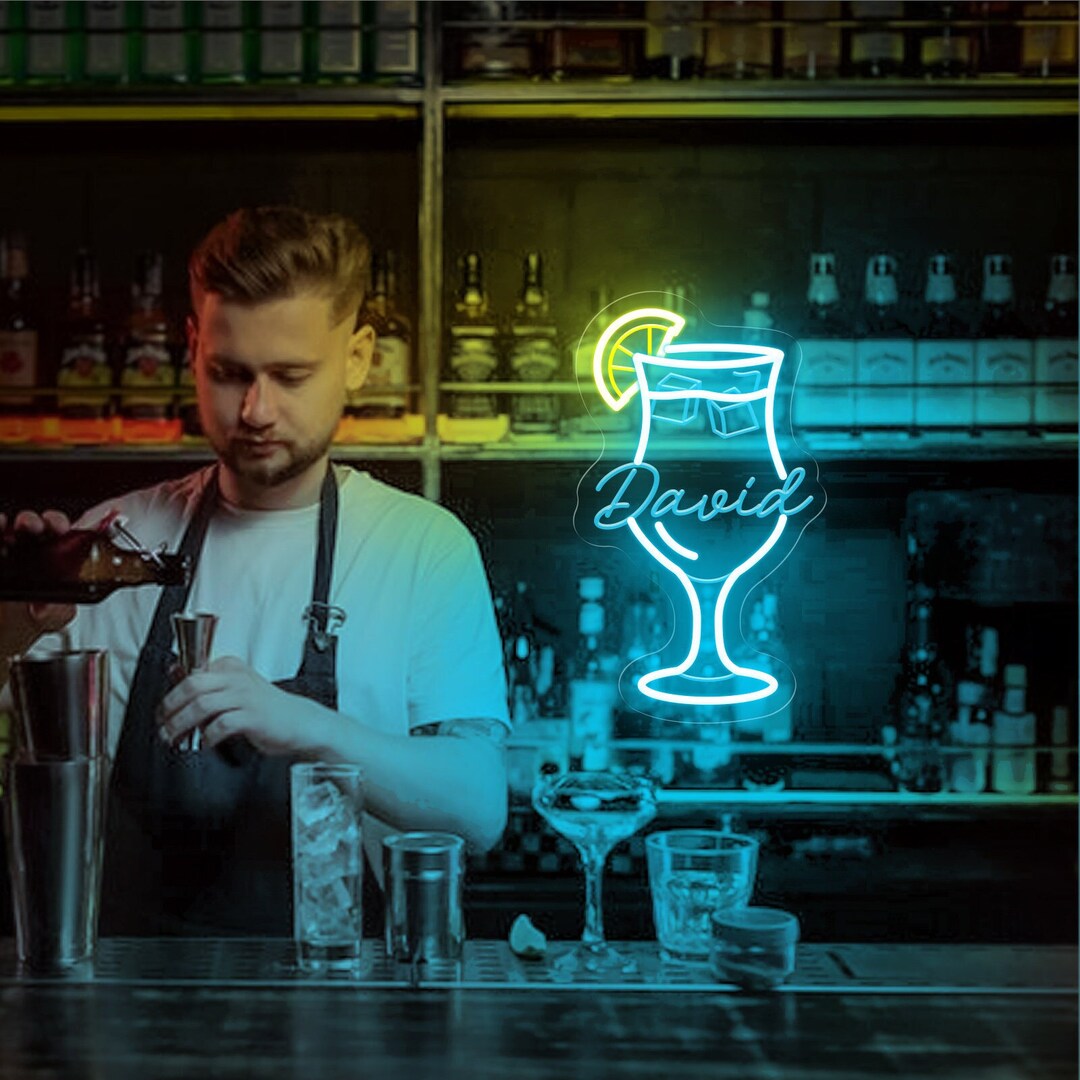 Cocktail Neon Sign,custom Name LED Light,wine Glass Wall Decoration,bar ...