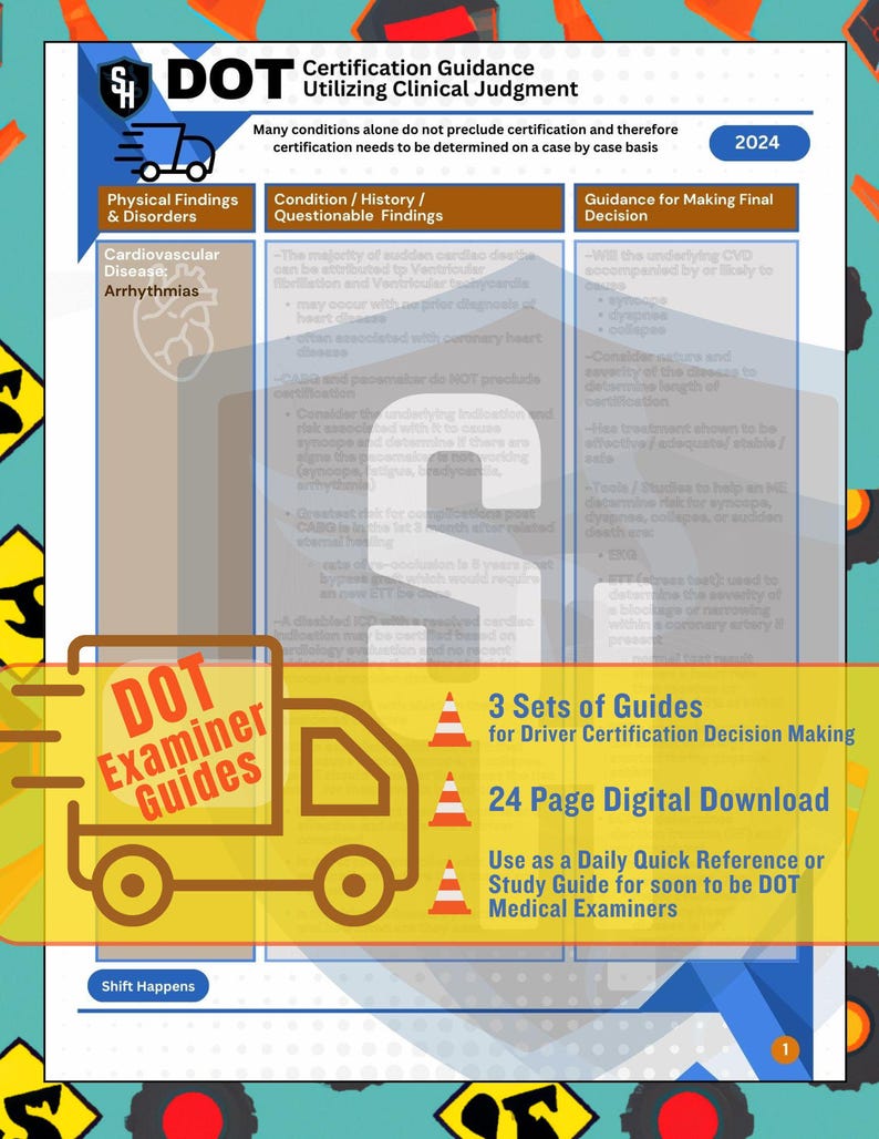 DOT Medical Examiner Decision Making Reference Guides - Etsy