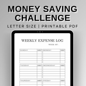 52 Week Saving Challenge Log Printable PDF, Weekly Expense Log, Budget ...