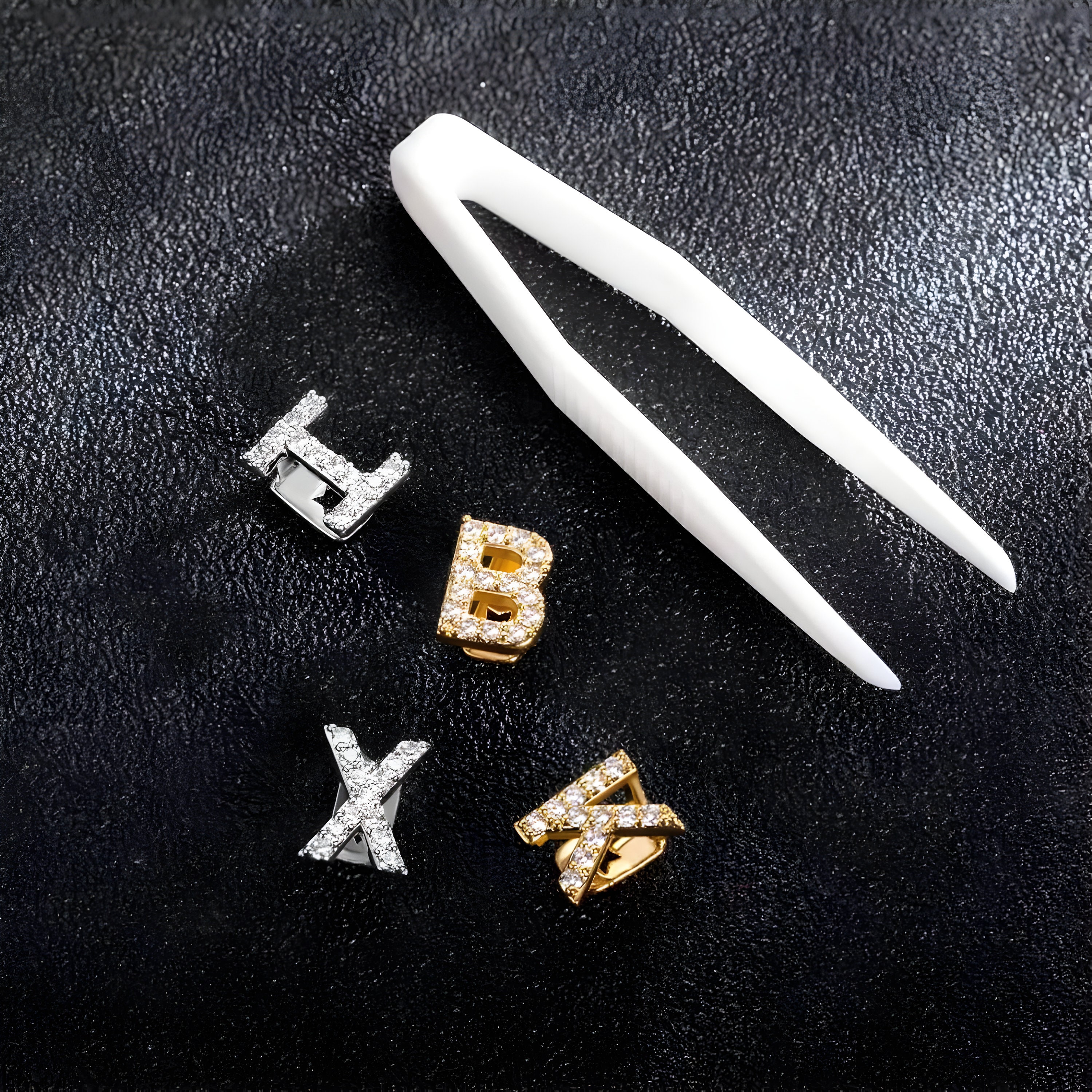 Personalized Zircon Letter Grillz Custom Initial Tooth Grillz, Iced Out ...