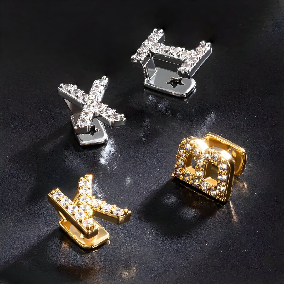 Personalized Zircon Letter Grillz Custom Initial Tooth Grillz, Iced Out ...