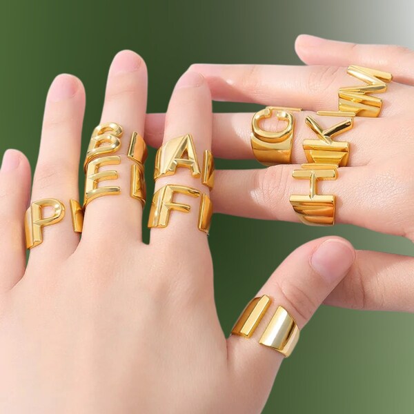 Letter Rings - Etsy