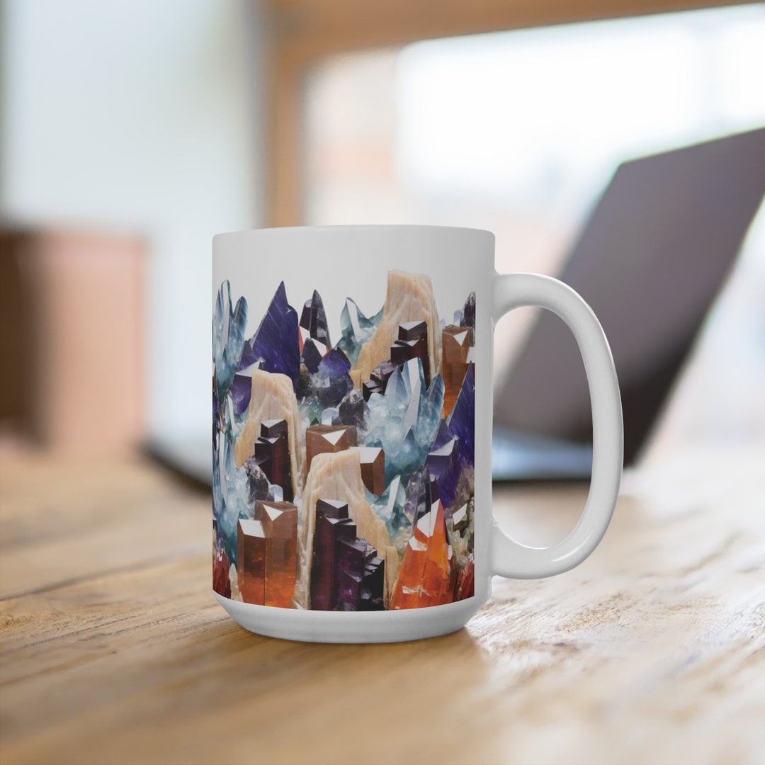 Crystal Coffee Mug, Geode Crystal Mug, Colorful Natural Crystal Shapes ...
