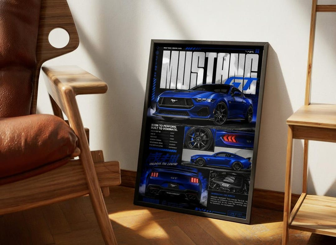 Ford Mustang GT S650 Poster | Vapor Blue Muscle Car Wall Art (digital ...