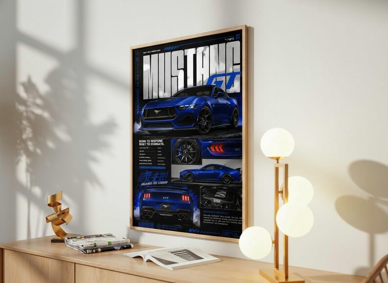 Ford Mustang GT S650 Poster | Vapor Blue Muscle Car Wall Art (digital ...