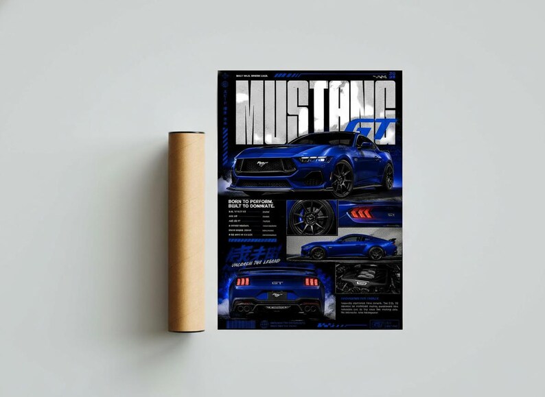 Ford Mustang GT S650 Poster | Vapor Blue Muscle Car Wall Art (digital ...