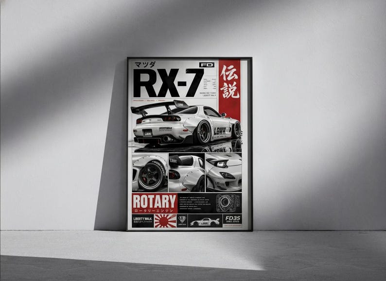 Mazda RX-7 FD3S Liberty Walk Poster | JDM Rotary Legend Wall Art - Etsy