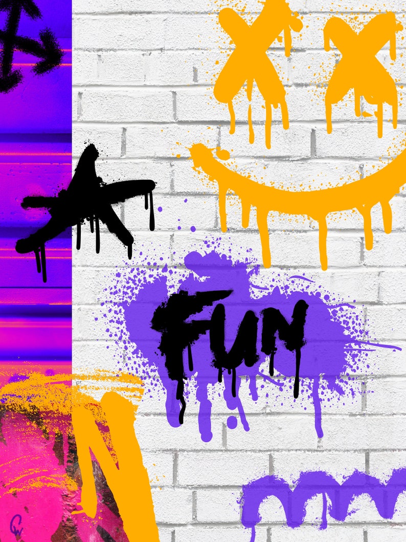 Smiley Face Fun Graffiti Wall Art, Printable Digital, Smile Wall Decor ...