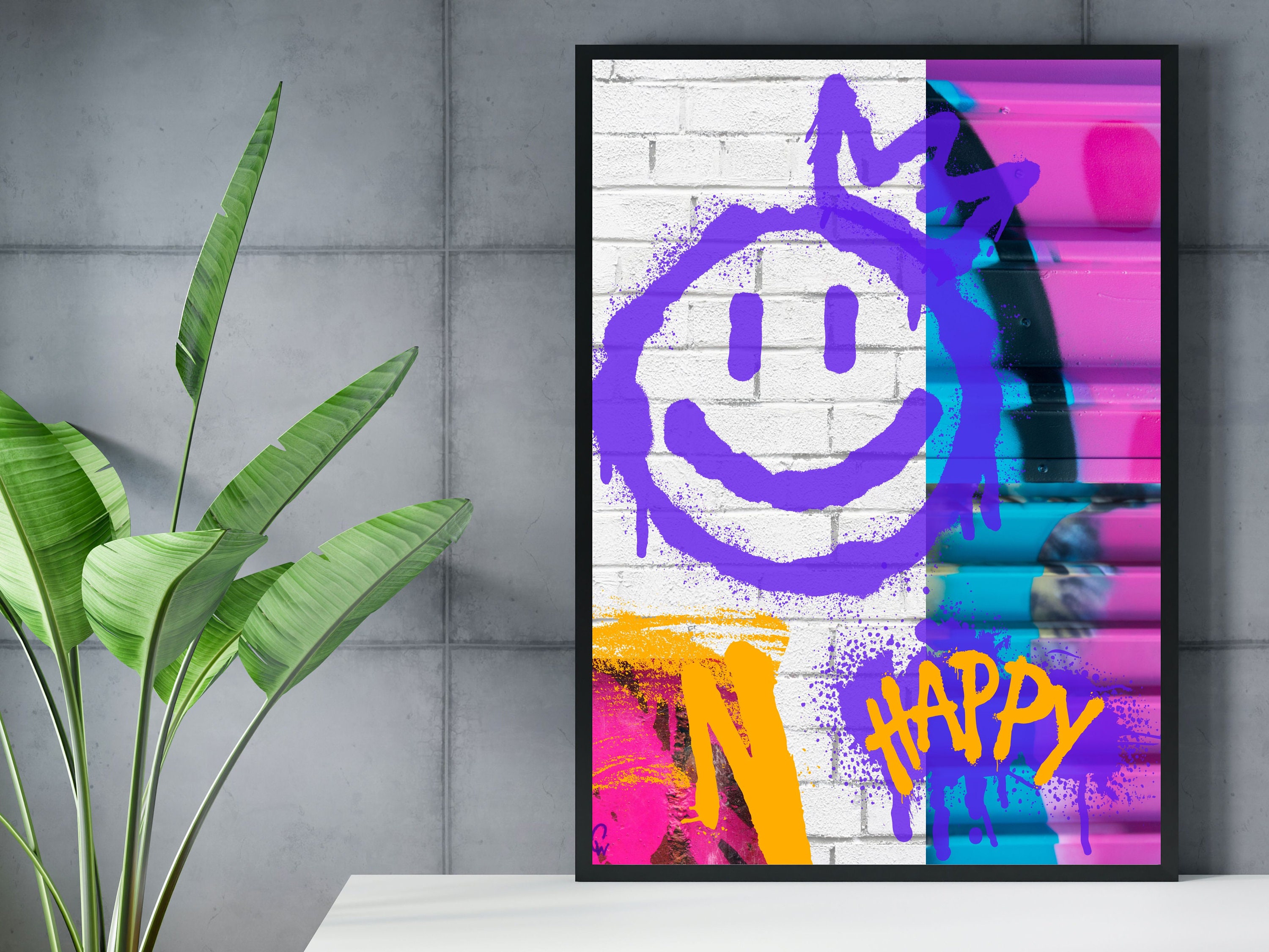 Queen Smiley Face Graffiti Wall Art, Printable Digital, Smile Wall ...