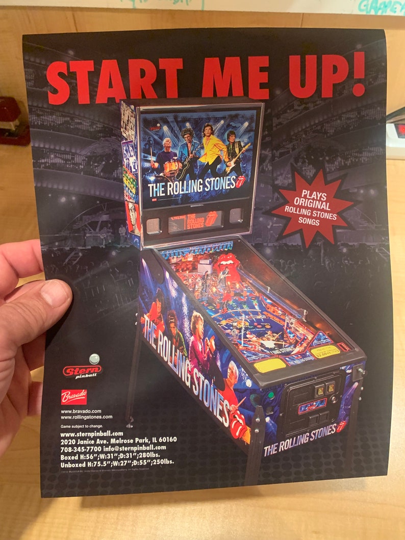 The Rolling Stones Pinball Machine Flyer for Decor or Collect. Licensed ...