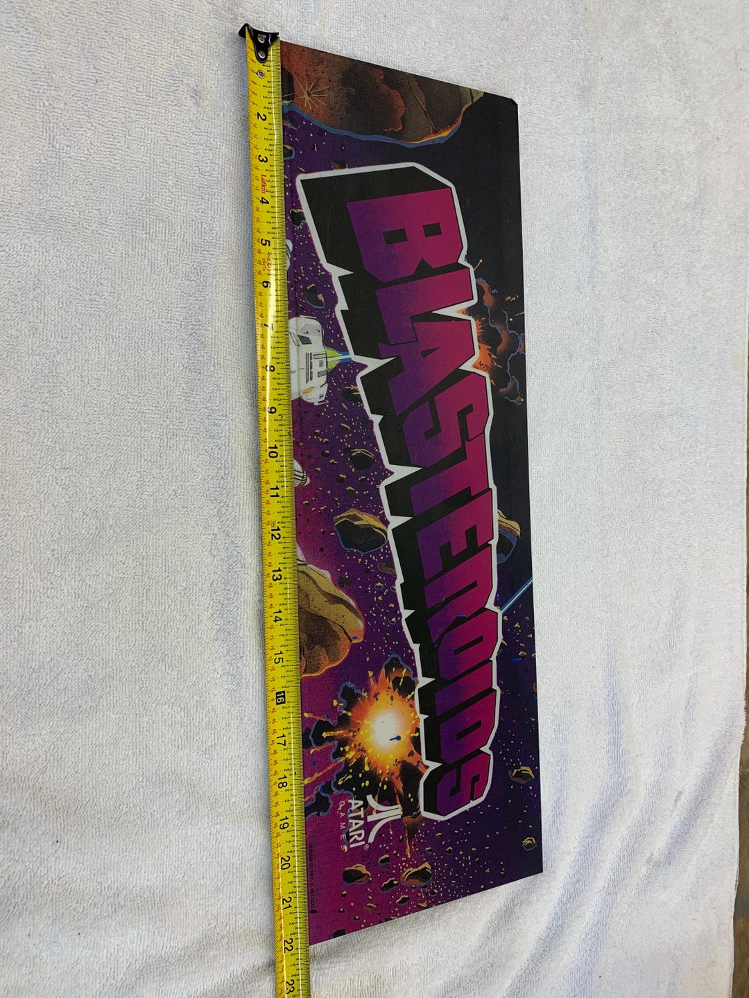 Atari Blasteroids 1987 Arcade Machine Original Glass Game Marquee! Rare Original (free Ground ...