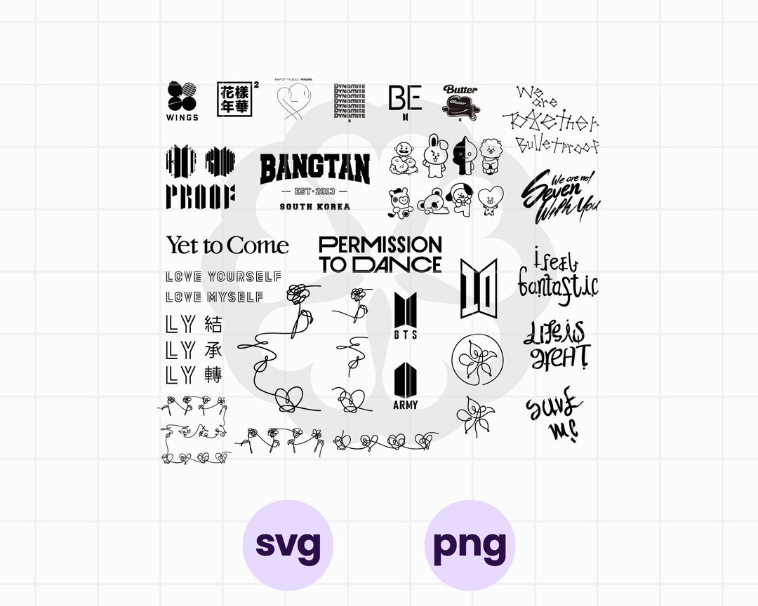 BTS SVG Bundle | Png | Kpop Inspired Vector | K Pop SVG for Cricut ...