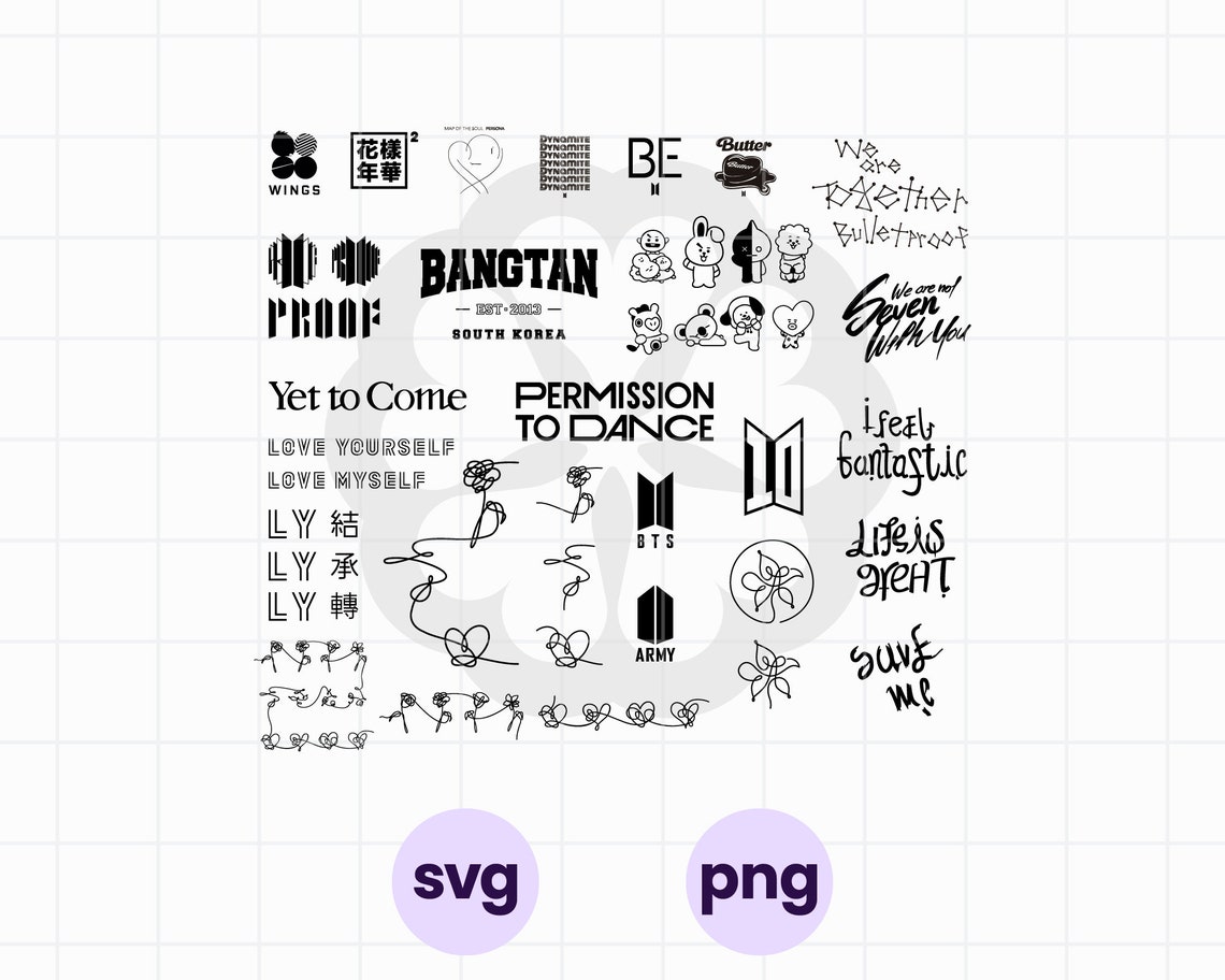 BTS SVG Bundle Png Kpop Inspired Vector K Pop SVG for Cricut - Etsy