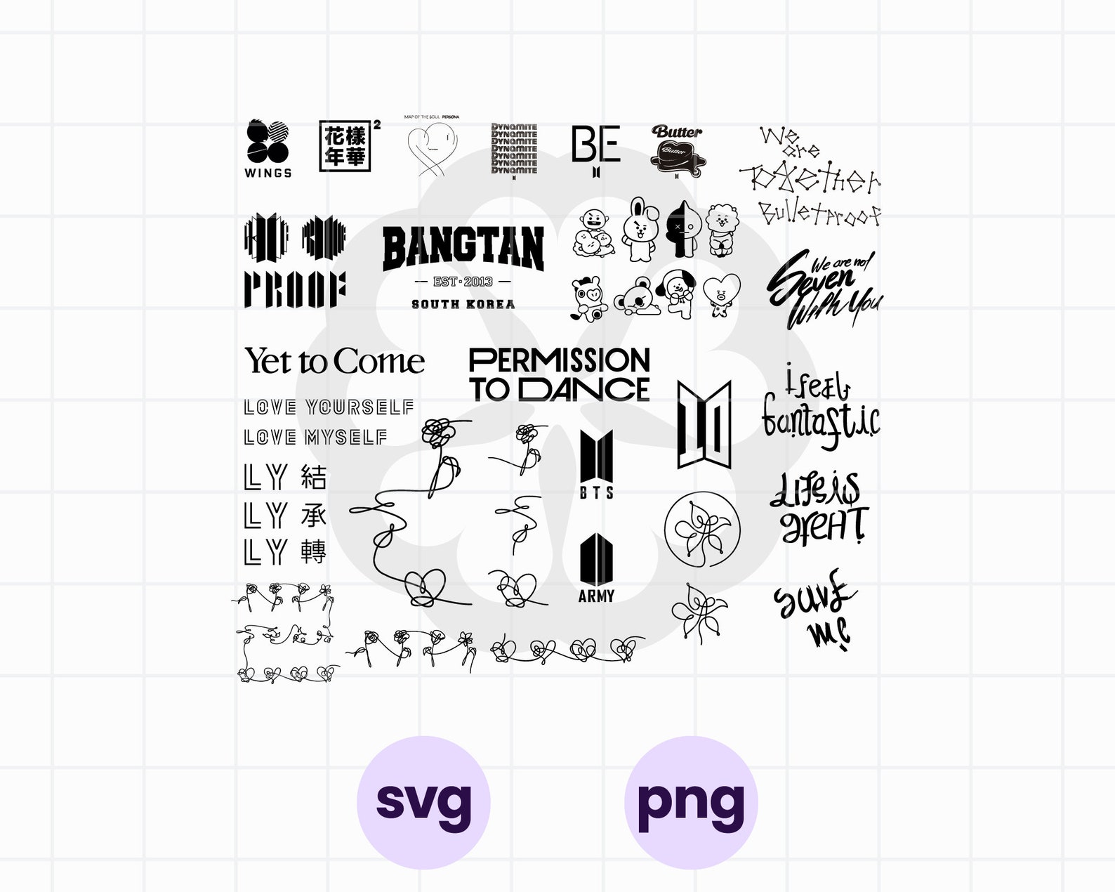 BTS SVG Bundle Png Kpop Inspired Vector K Pop SVG for Cricut - Etsy