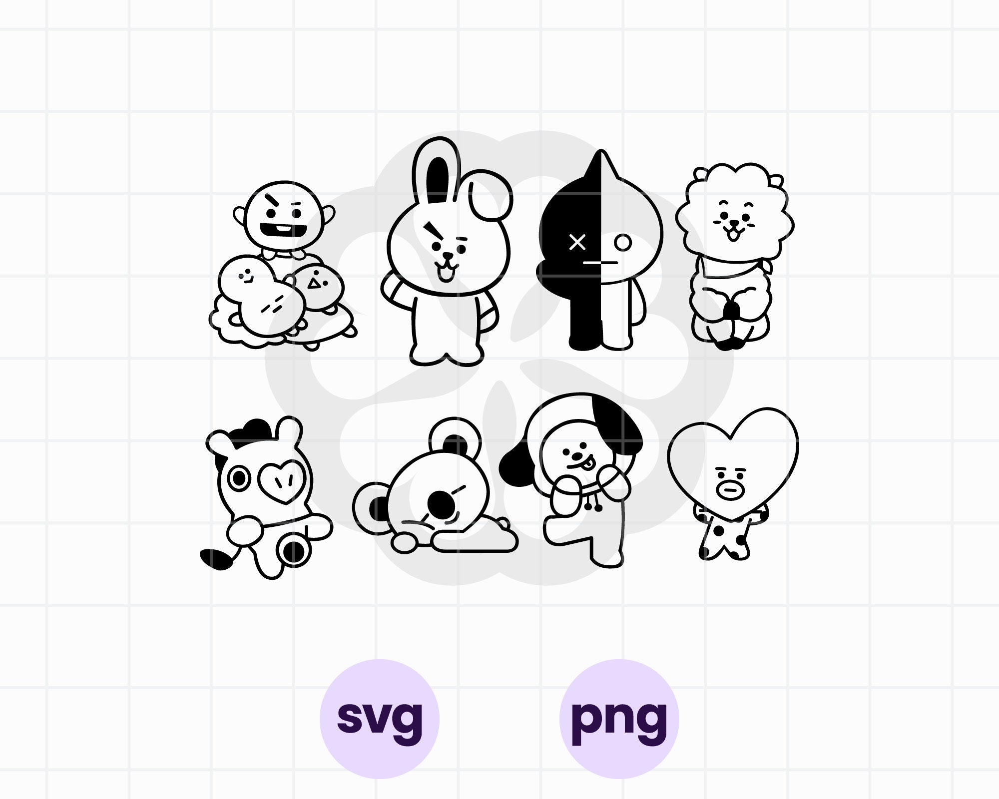 BT21 SVG Bundle | Png | BT21 Inspired Vector | K Pop SVG for Cricut - Etsy