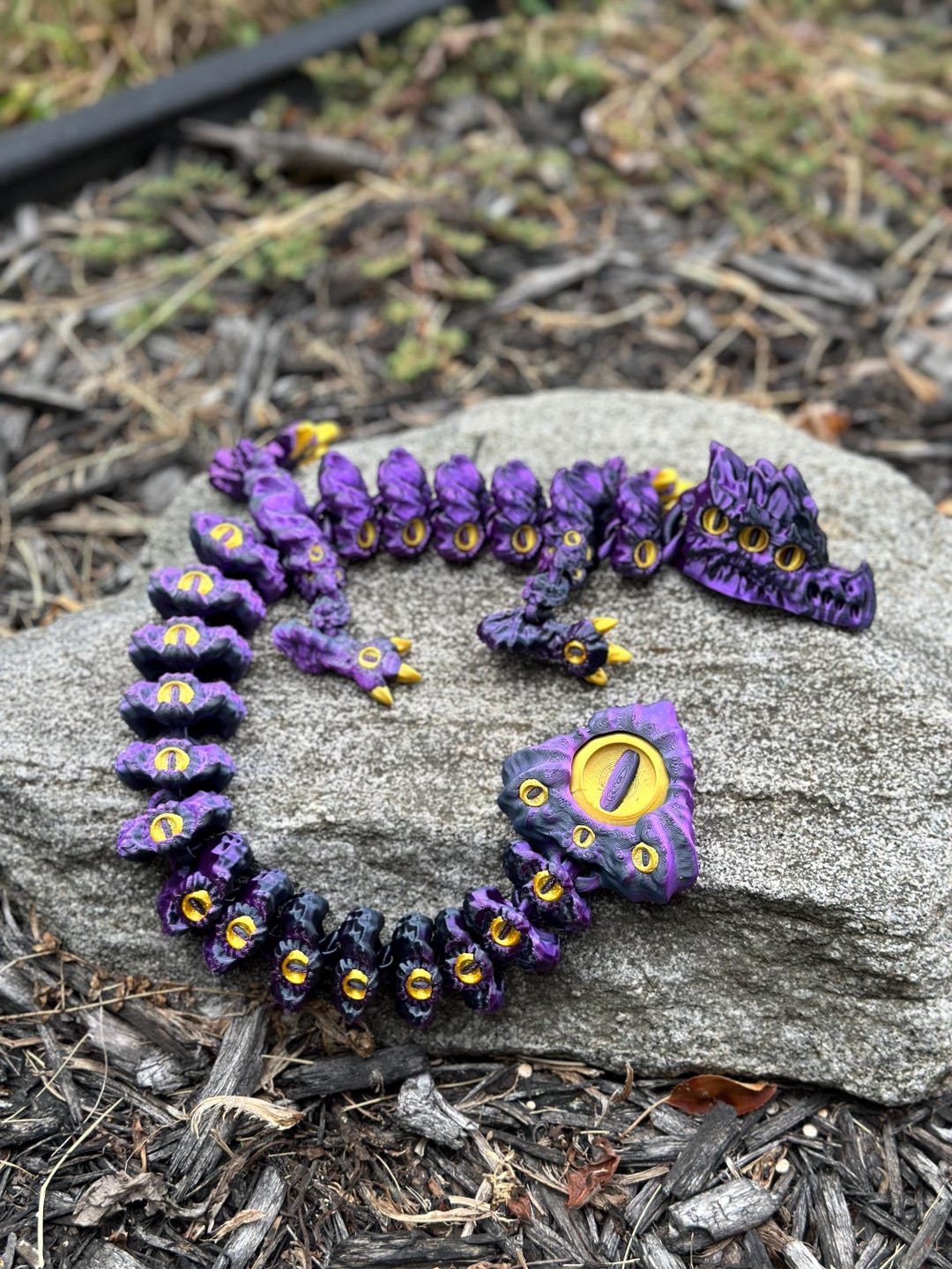 Cursed Eye Articulated Dragon Purple Gold | 3D Printed Dragon | Fall ...