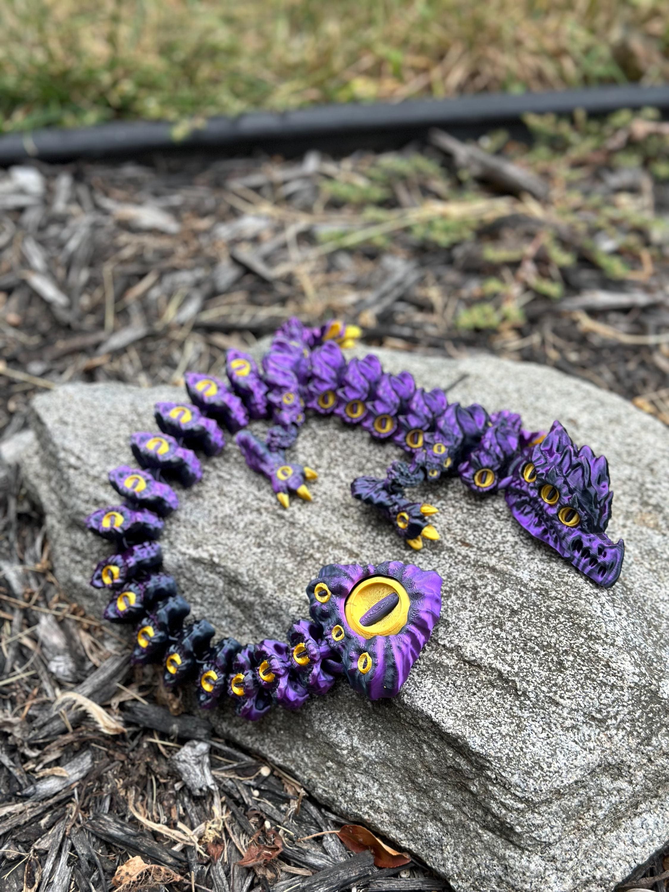 Cursed Eye Articulated Dragon Purple Gold | 3D Printed Dragon | Fall ...