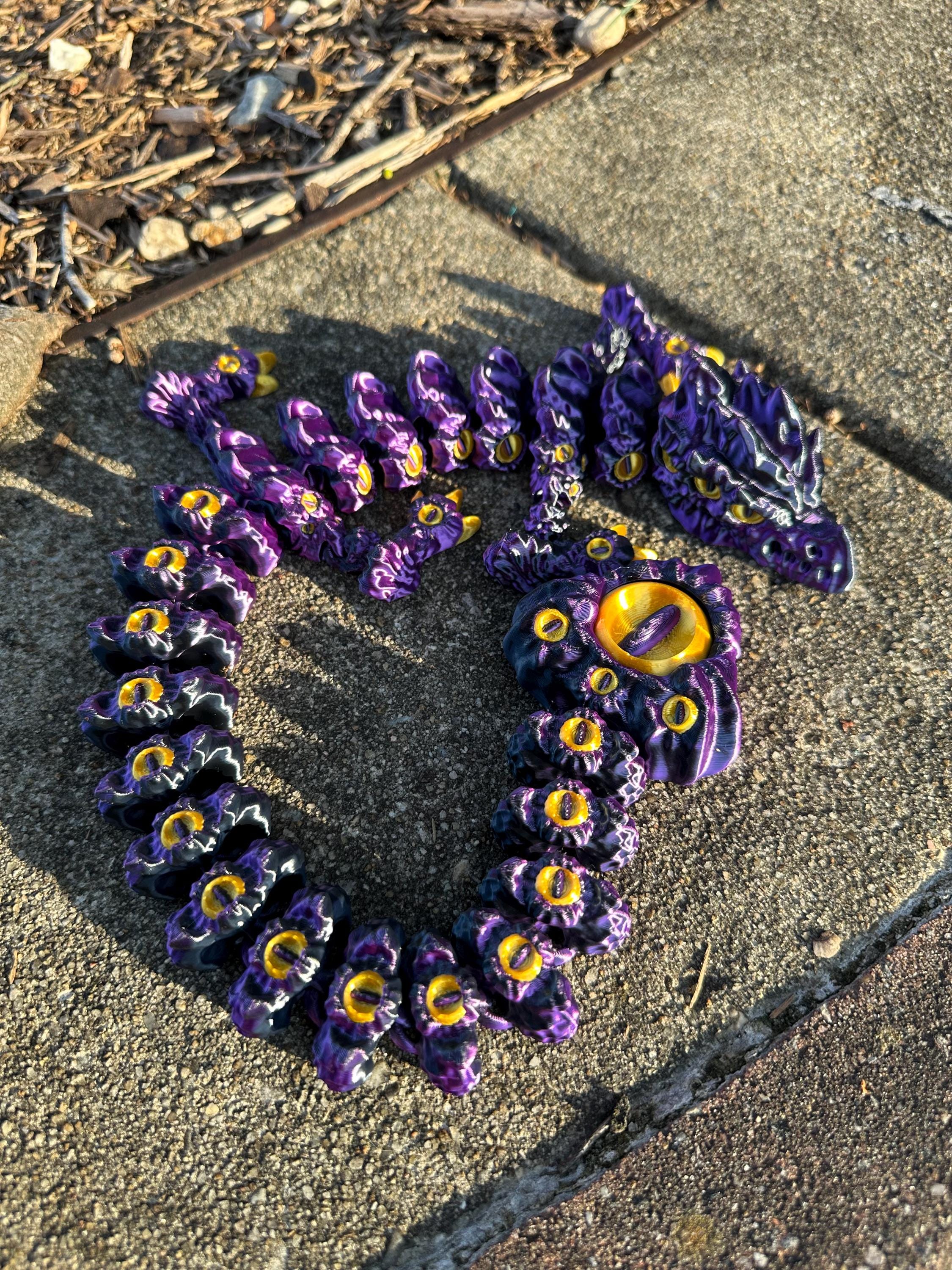 Cursed Eye Articulated Dragon Purple Gold | 3D Printed Dragon | Fall ...
