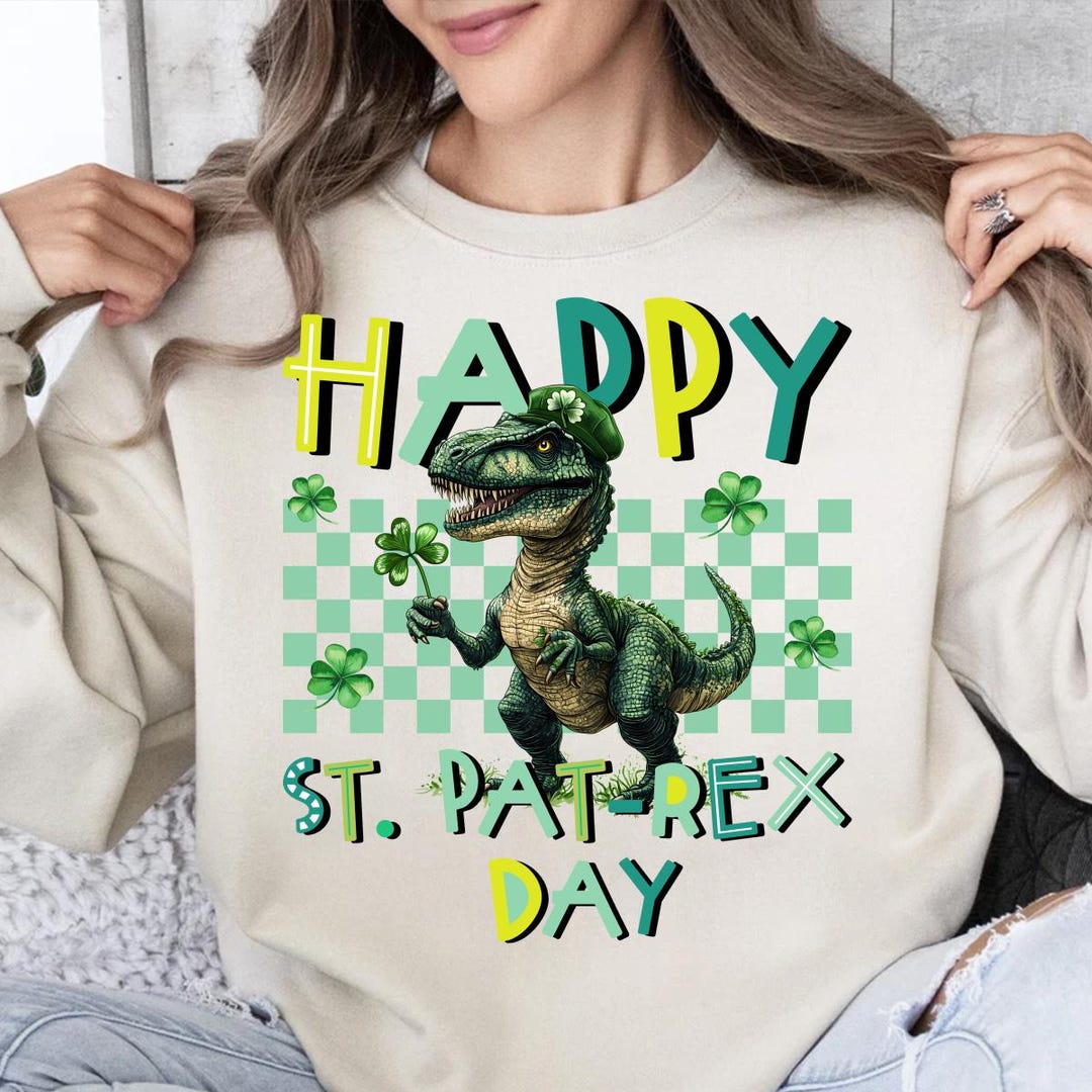 Happy St.pat-rex Day Checkered Png, St.patricks Day Png, Retro St ...