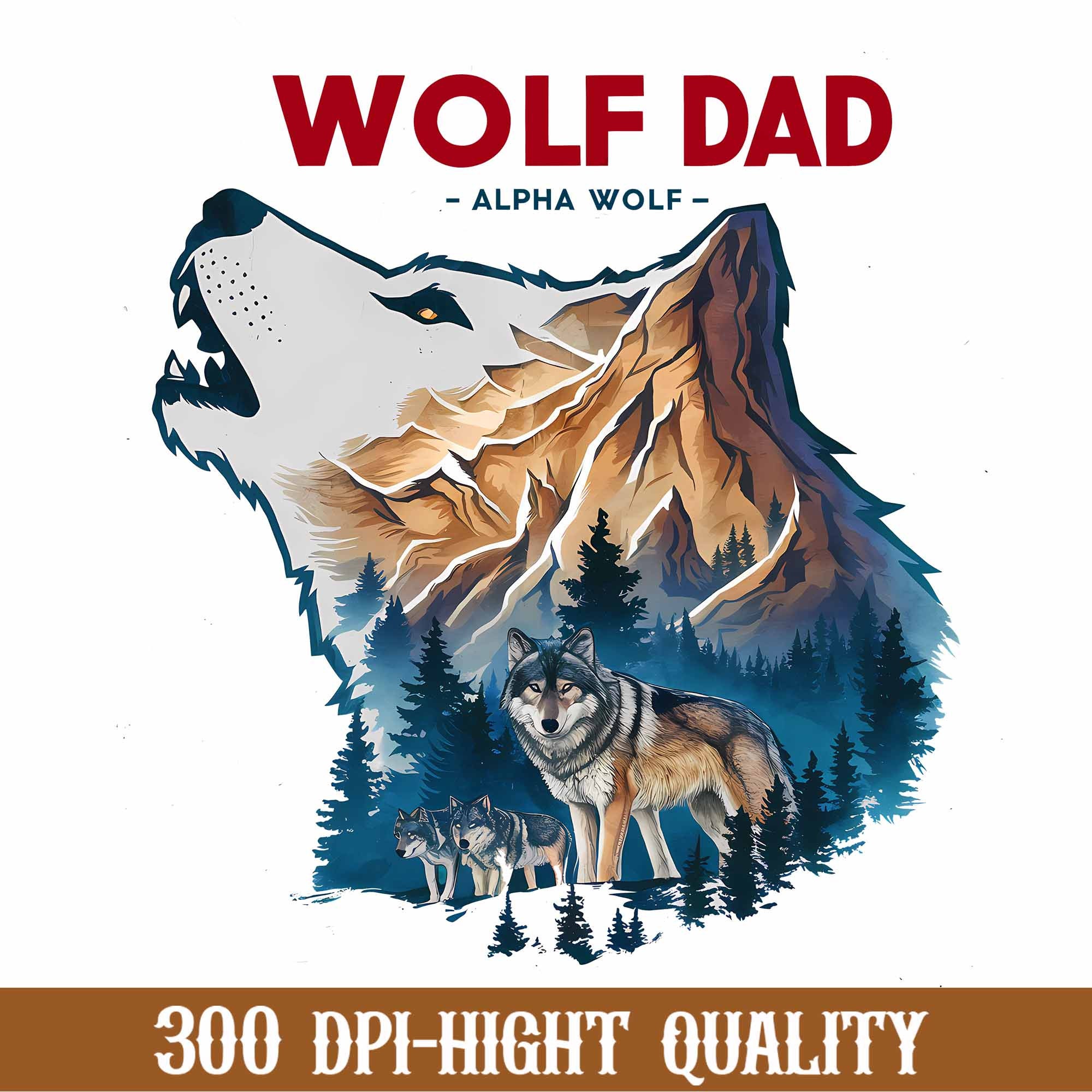 Strong Wolf Dad Png, Cool Alpha Wolf Png, Father's Day Png, Papa Png ...