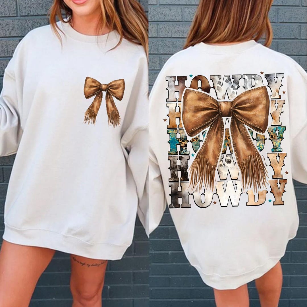 Howdy Coquette Bow Png, Western Cowgirl Bow Png, Howdy Brown Leather ...