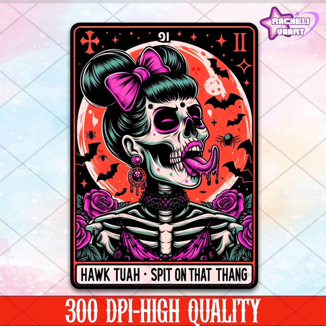 Hawk Tuah Tarot Card Png, Halloween Png, Funny Tarot Card, Retro ...