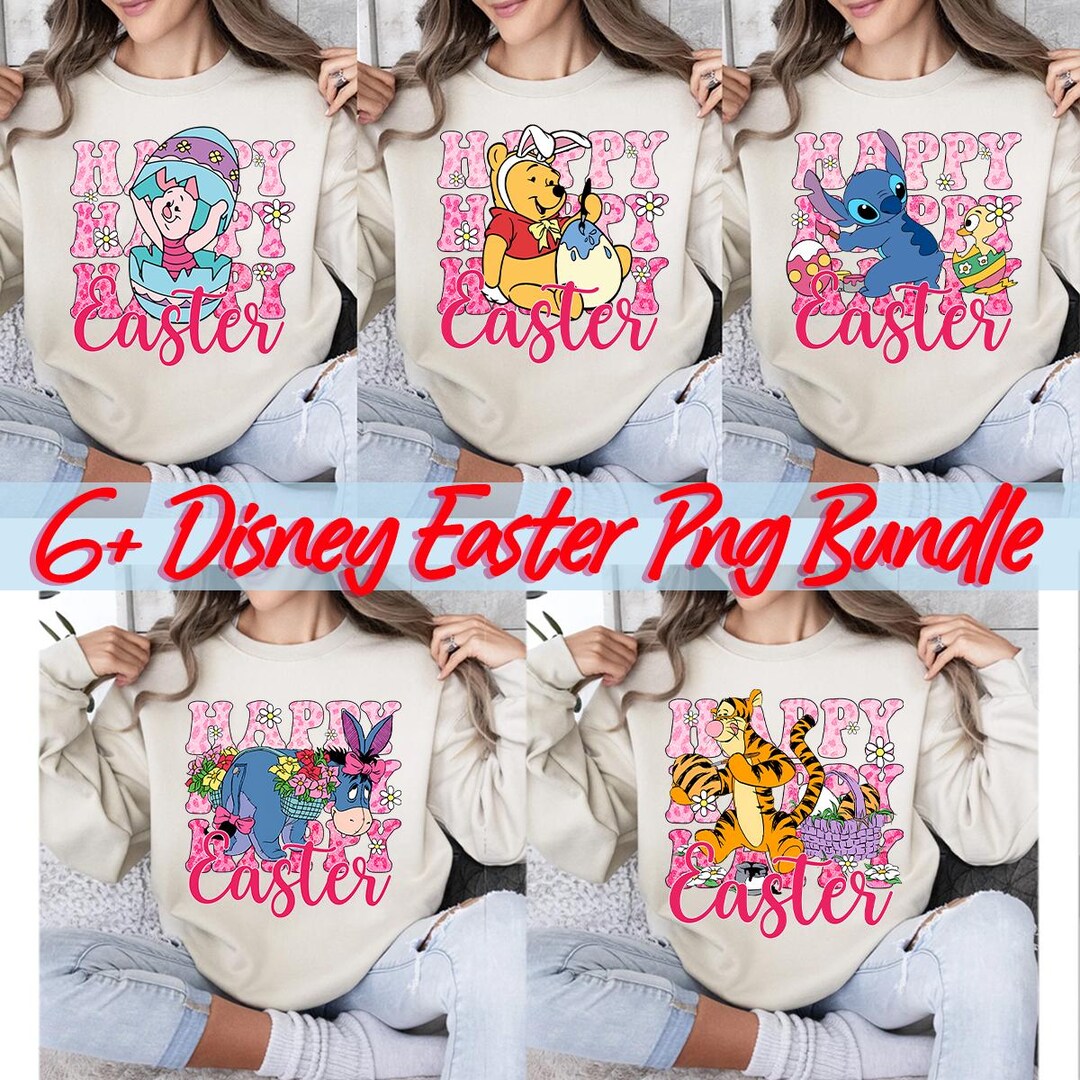 Pink Glitter Cartoon Easter Leopard Png Bundle, Bear Easter Cartoon Png ...