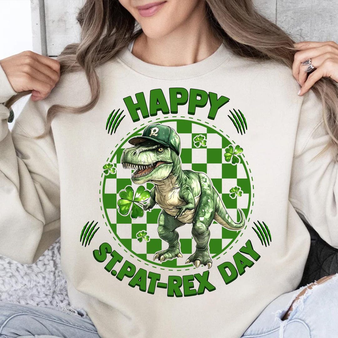 Happy St.pat-rex Day Checkered Png, St.patricks Day Png, Retro St ...