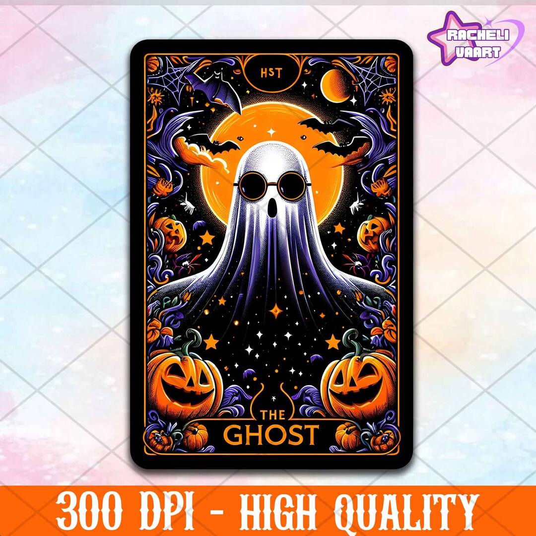 The Ghost Tarot Card Png, Halloween Png, Funny Tarot Card, Retro ...