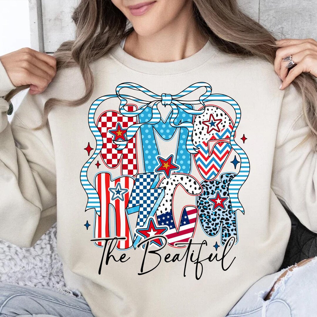 Preppy America the Beautiful PNG, Retro 4th of July Png, Stars and ...