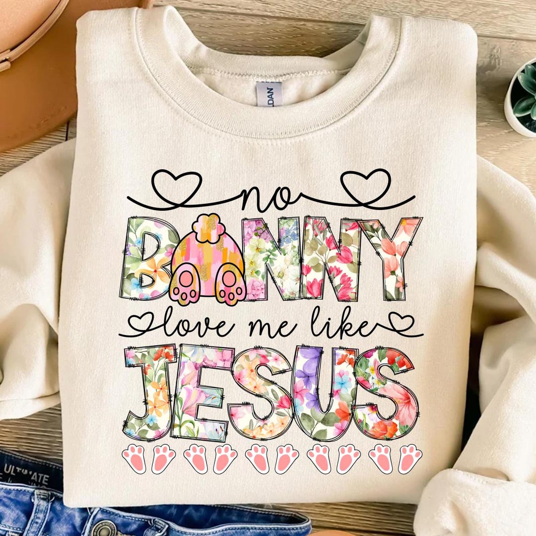 No Bunny Love Me Like Jesus Png, Retro Easter Png, Christian Easter Png ...