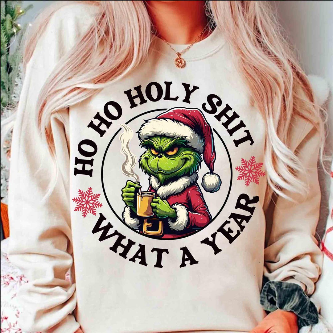 Hoho Holy Shit What A Year Png, Retro Christmas Png, Funny Green ...