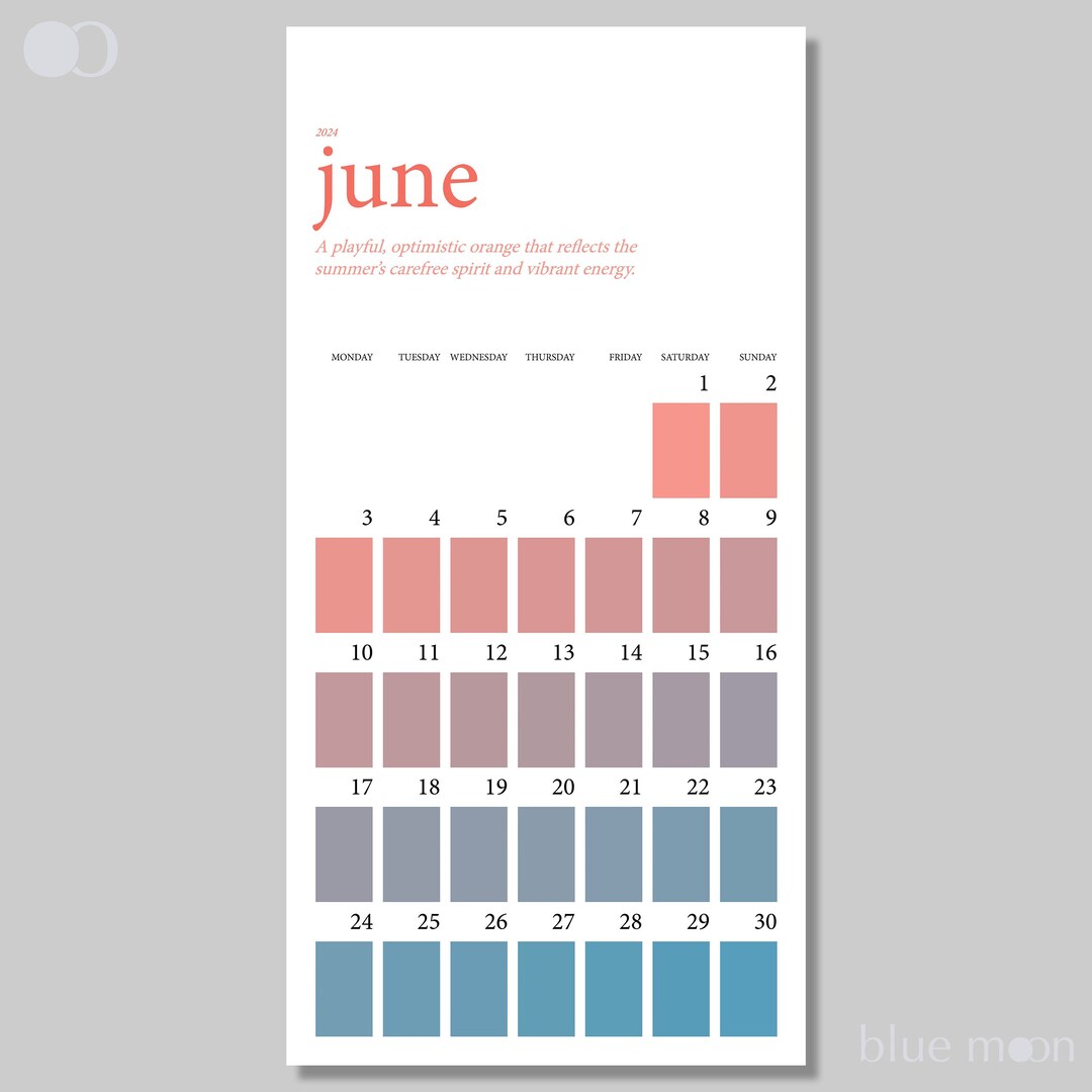 A Color Journey Through 2024 Calendar | Printable Digital File Calendar ...