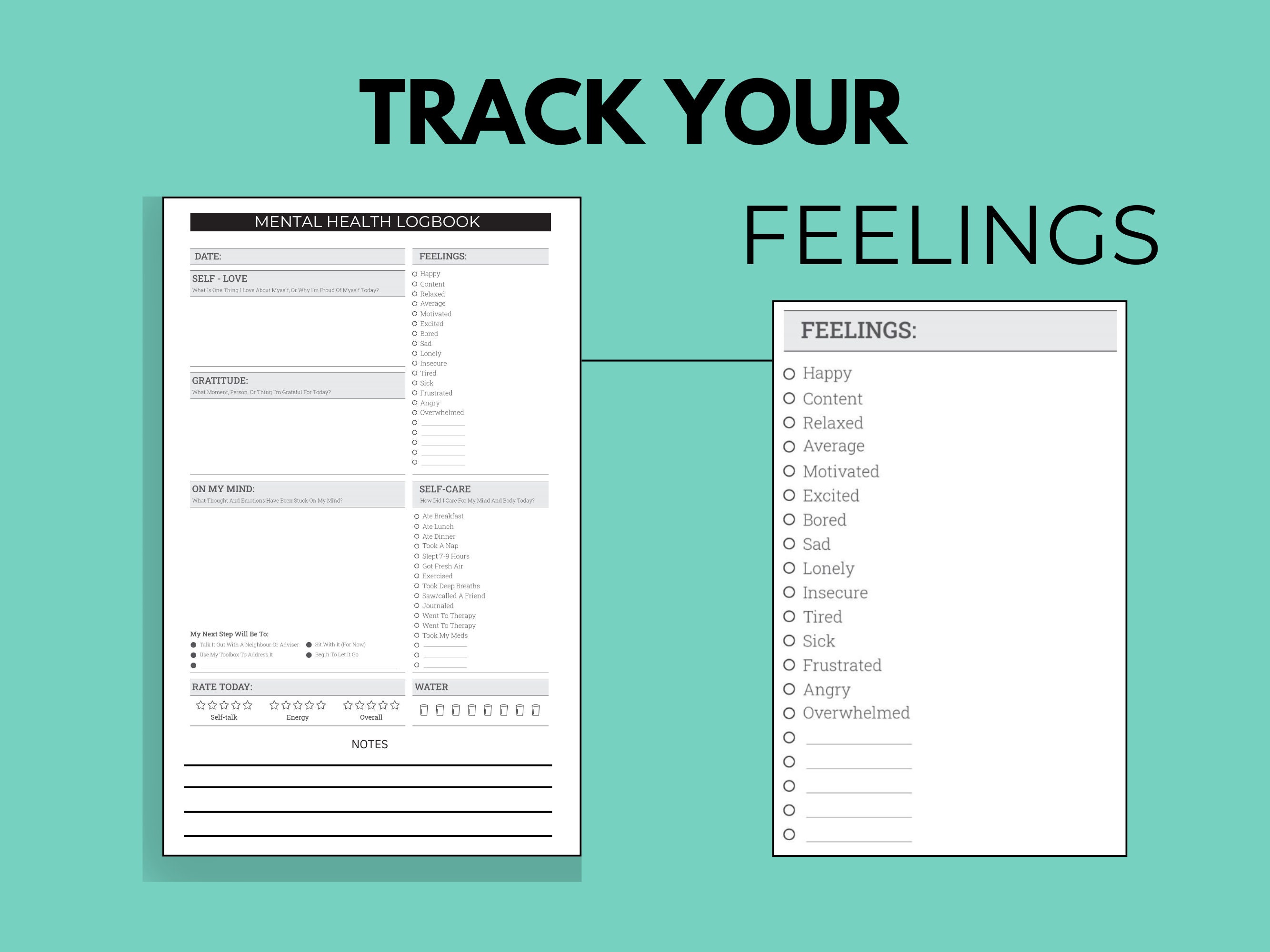 Mental Health Worksheets Mood Tracker Therapy Worksheets Anxiety and ...