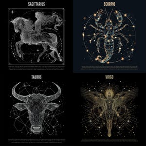 Zodiac Astrological Sign Prints 2025 Year Premonitions Digital Download ...