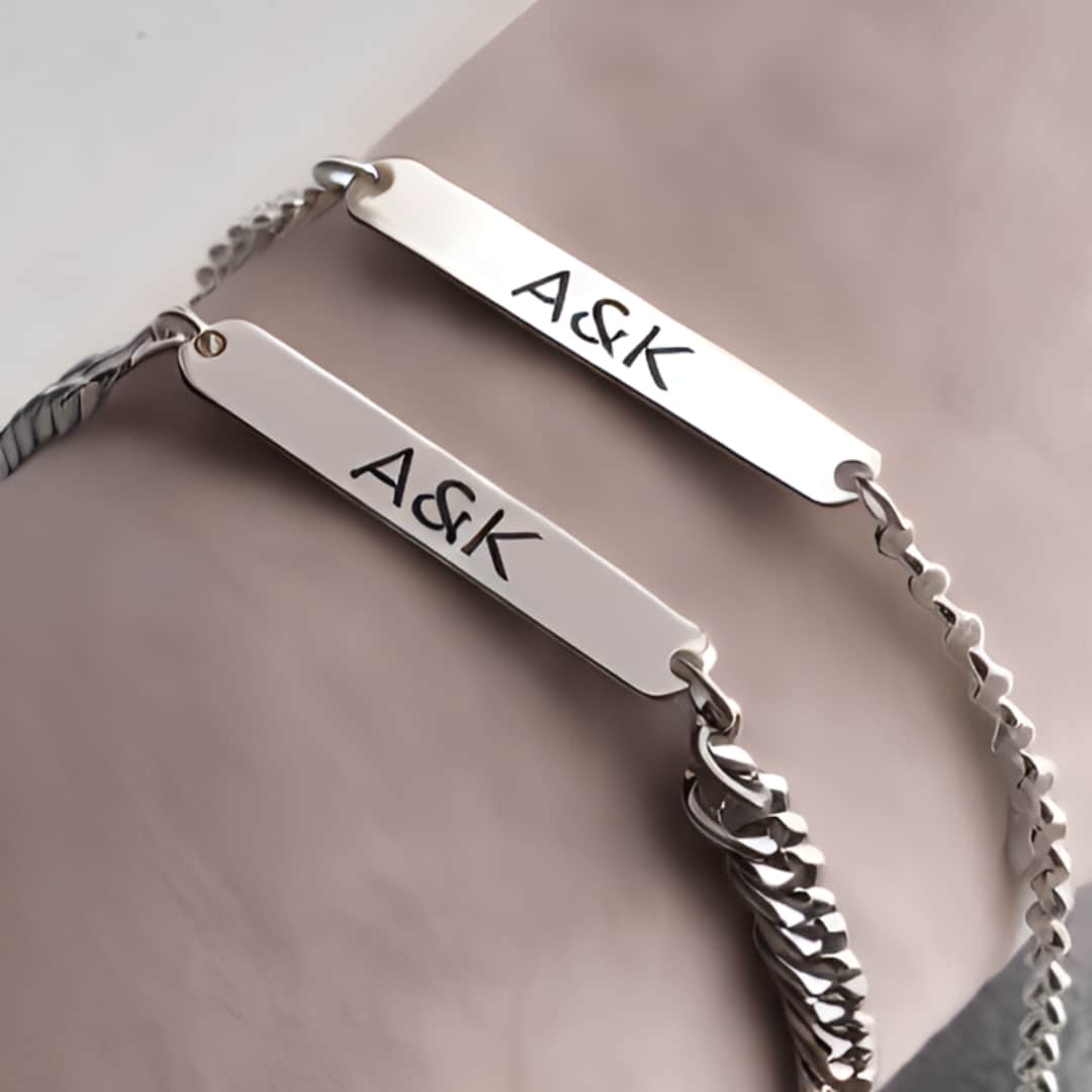 Couples Bracelets Sterling Silver Couples Bracelets His & Her Matching ...