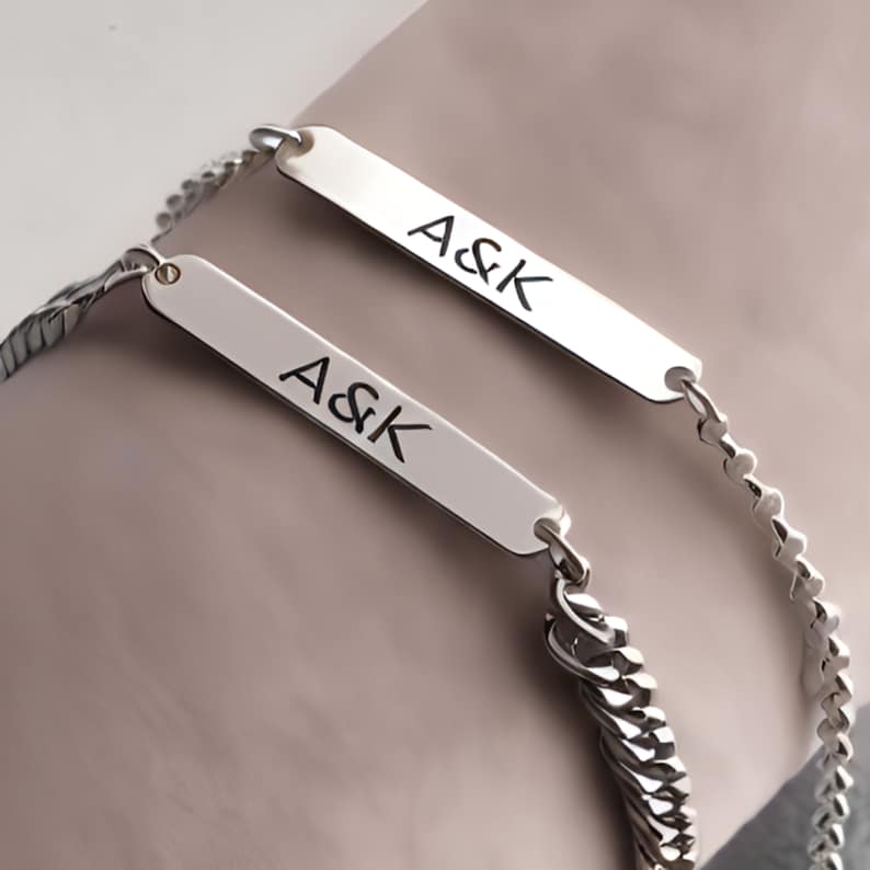 Couples Bracelets Sterling Silver Couples Bracelets His & Her Matching ...