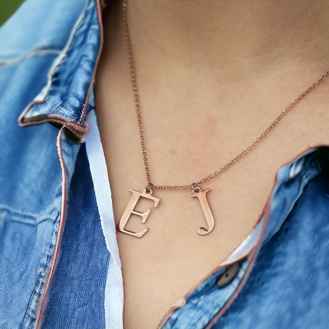 Two Initial Necklace Custom Special Two Letter Design Pendant ...