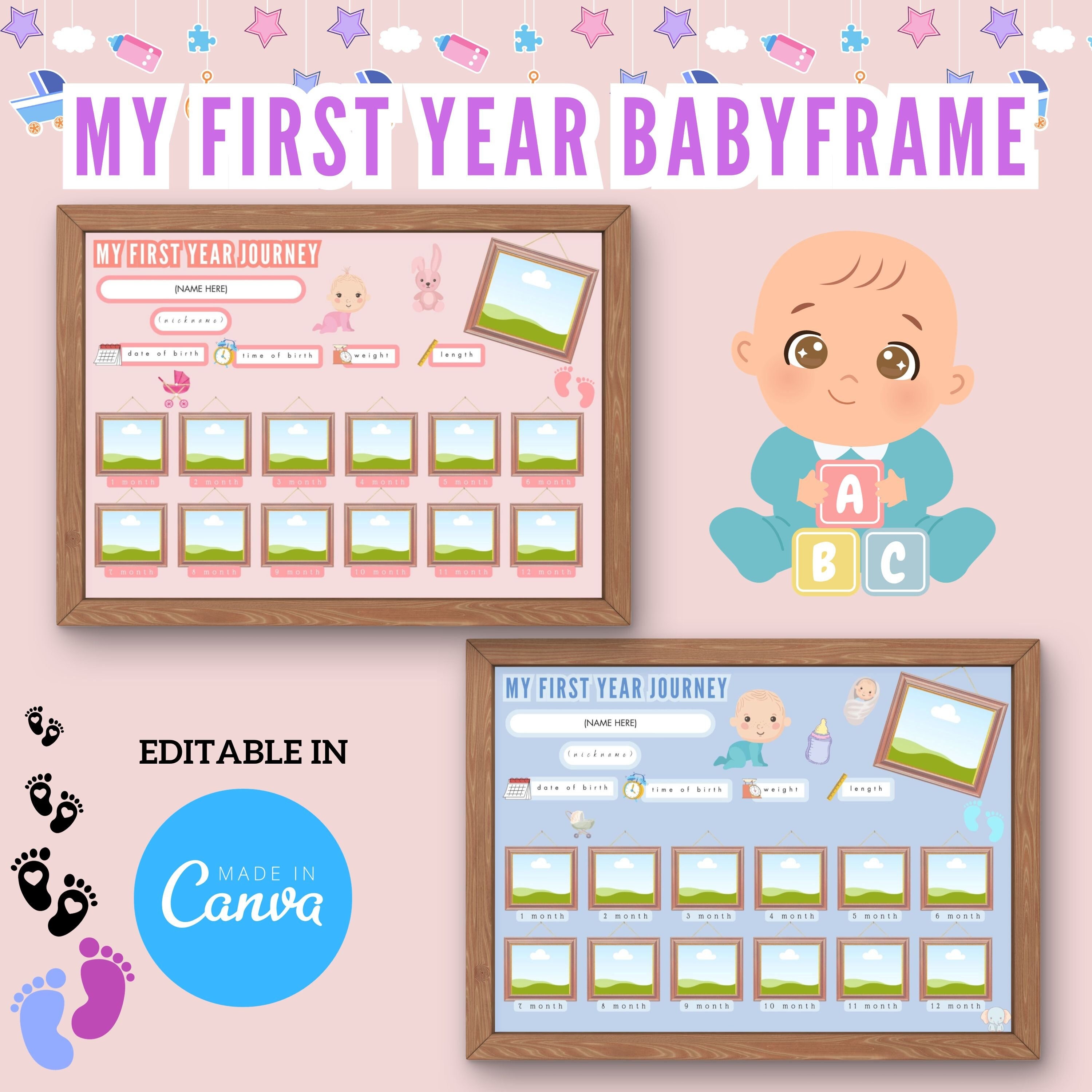 Baby's First Year Milestones Frame DIY Digital Download Template for ...