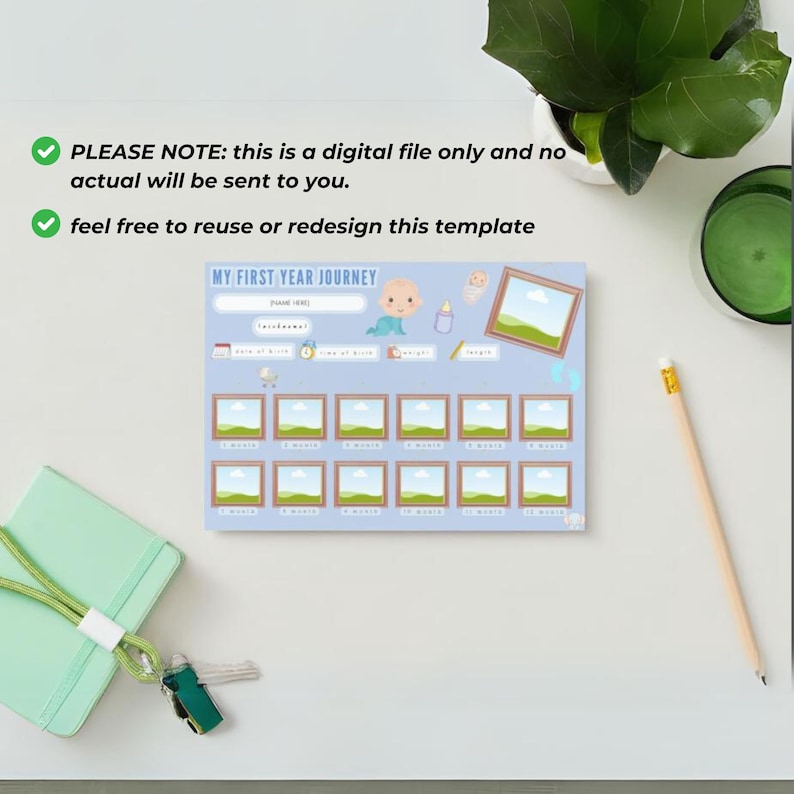 Baby's First Year Milestones Frame DIY Digital Download Template for ...