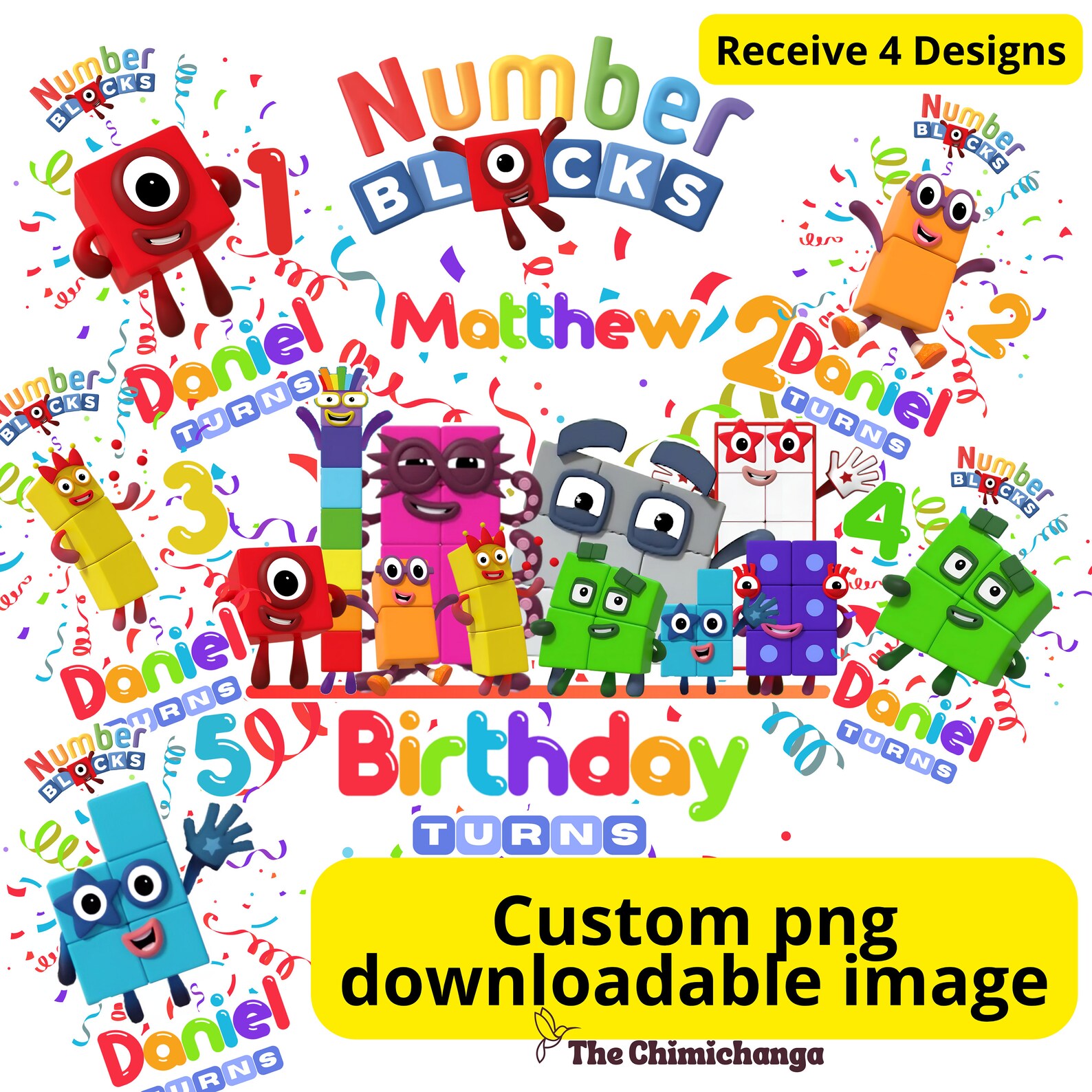 BUNDLE Numberblocks Receive 4 Custom PNG Designs. Clipart Crafts ...
