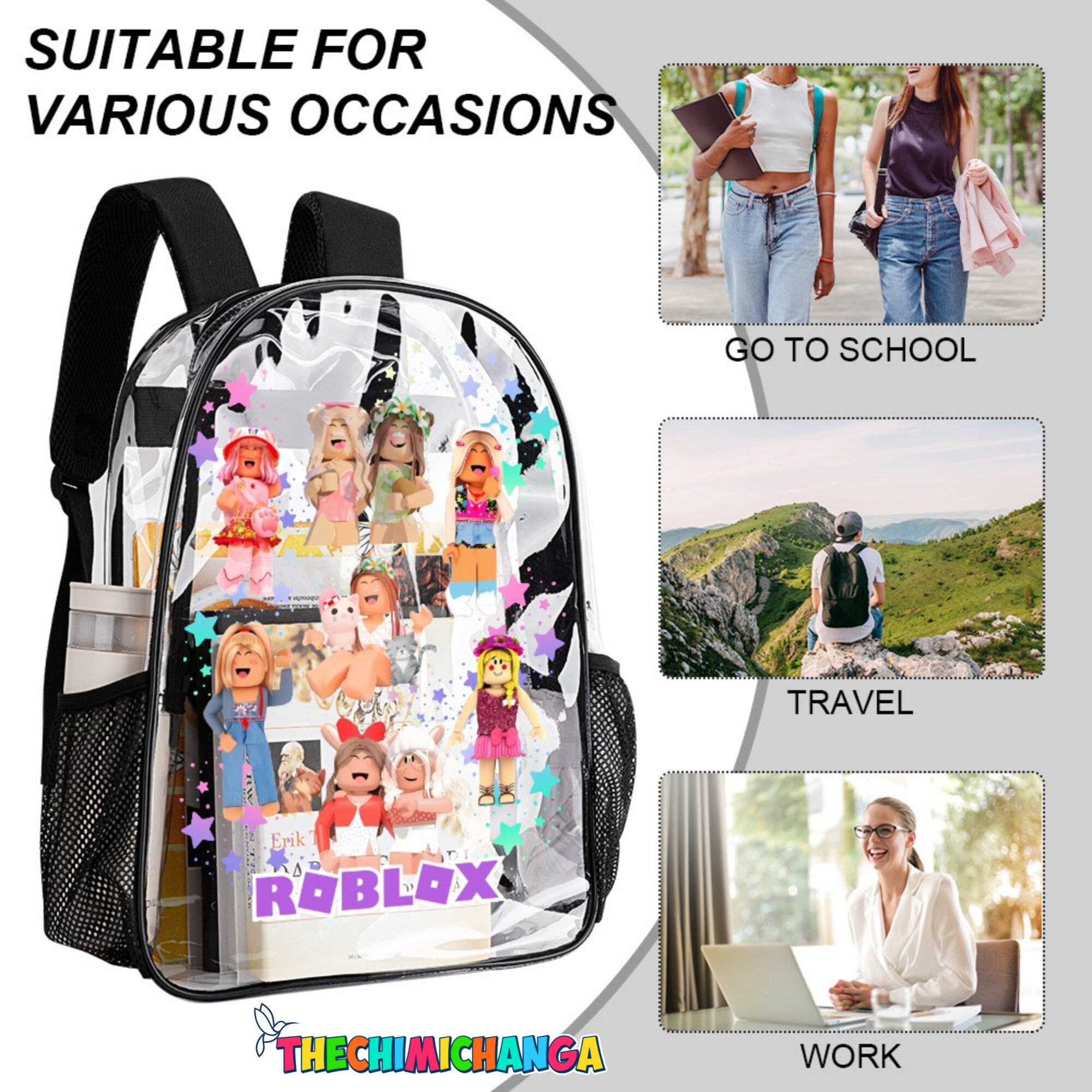 Customized Roblox Girl Transparent Backpack. New Clear Backpack ...