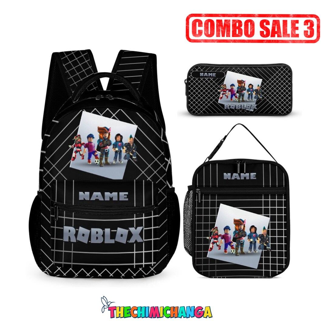 Custom Black Roblox Backpack, Personalized Three-piece Set of Inside ...