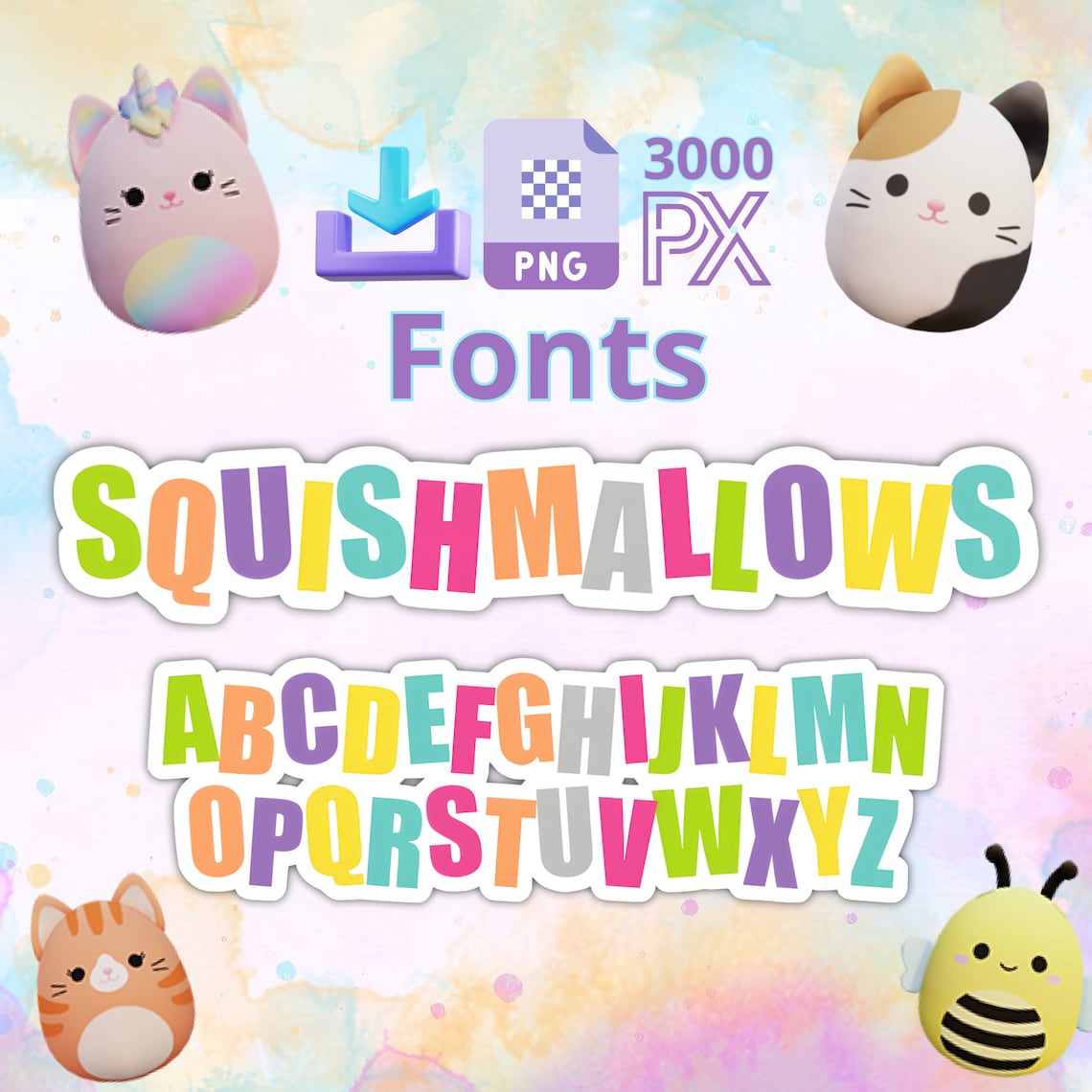 Squishmallows Alphabet Pngs: High-resolution Digital Downloads. PNG ...
