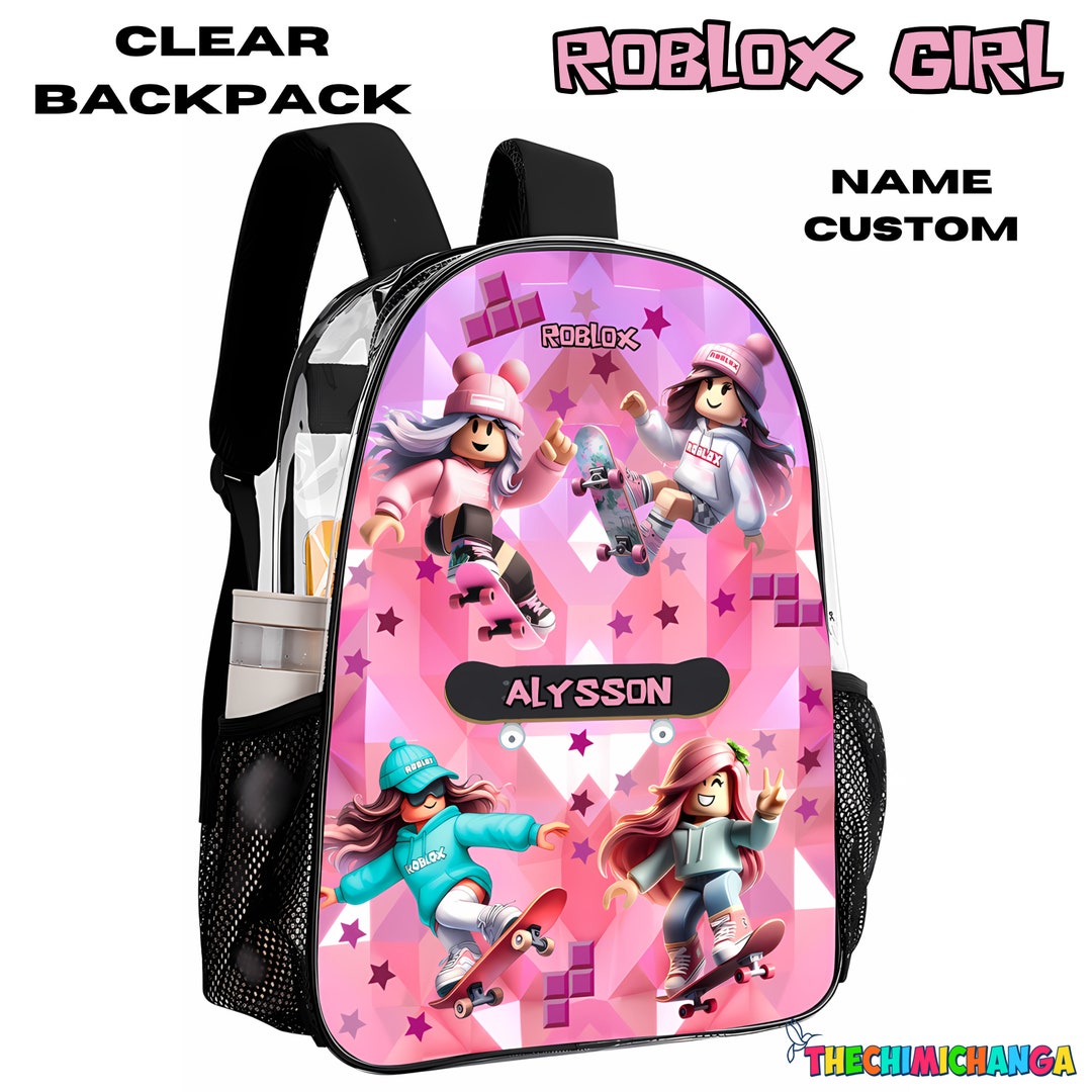 Skateboarding Fun With Roblox Girl. New Transparent Backpack for Back ...