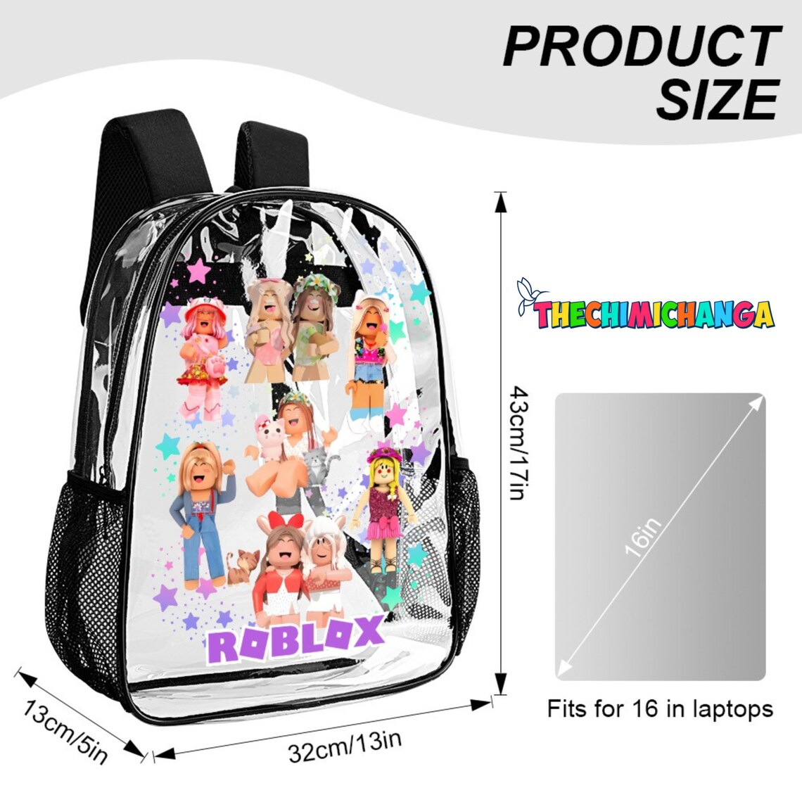 Customized Roblox Girl Transparent Backpack. New Clear Backpack ...
