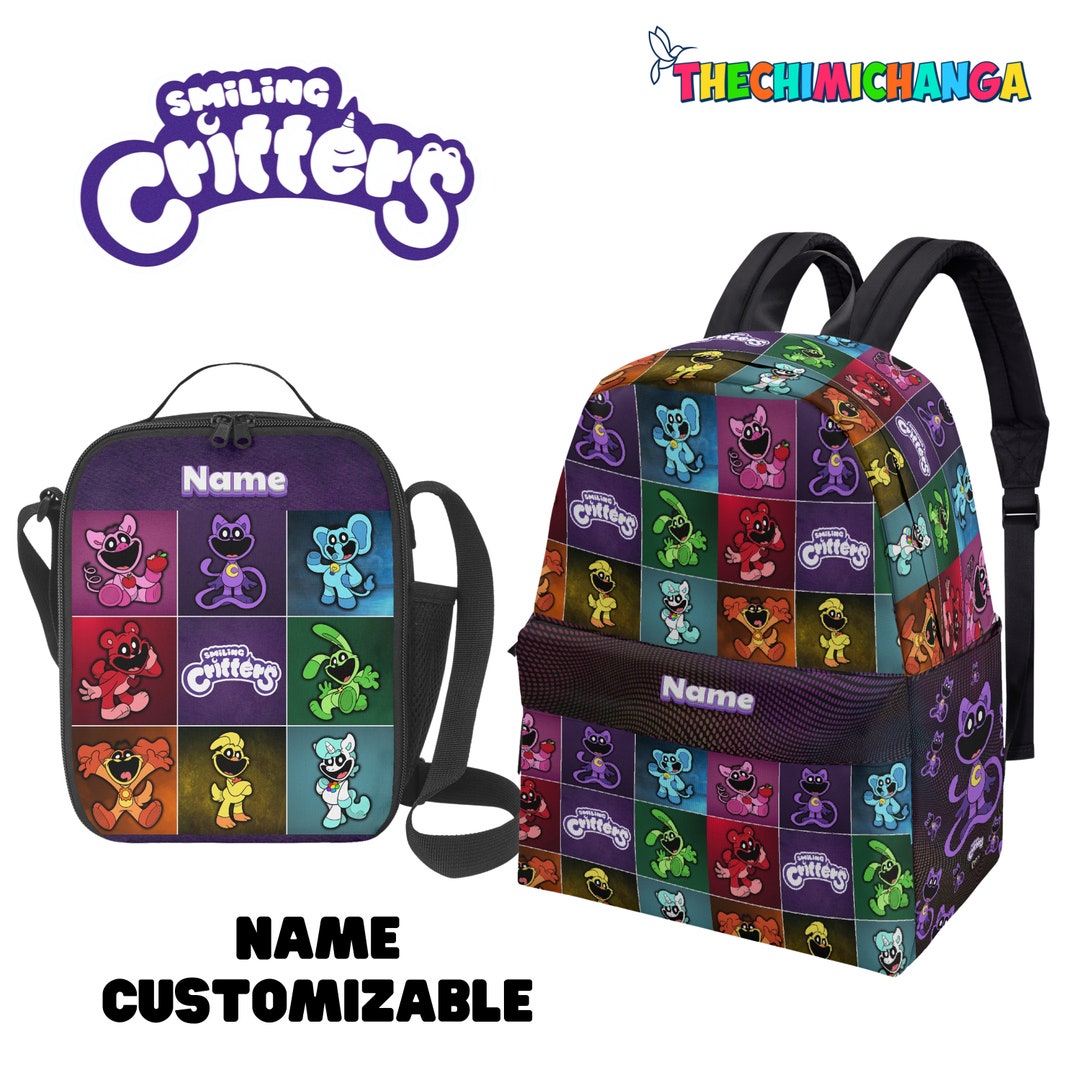 School Backpack With Smiling Creatures Characters. Birthday Gift, Time ...
