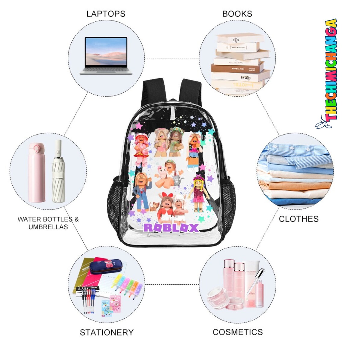 Customized Roblox Girl Transparent Backpack. New Clear Backpack ...
