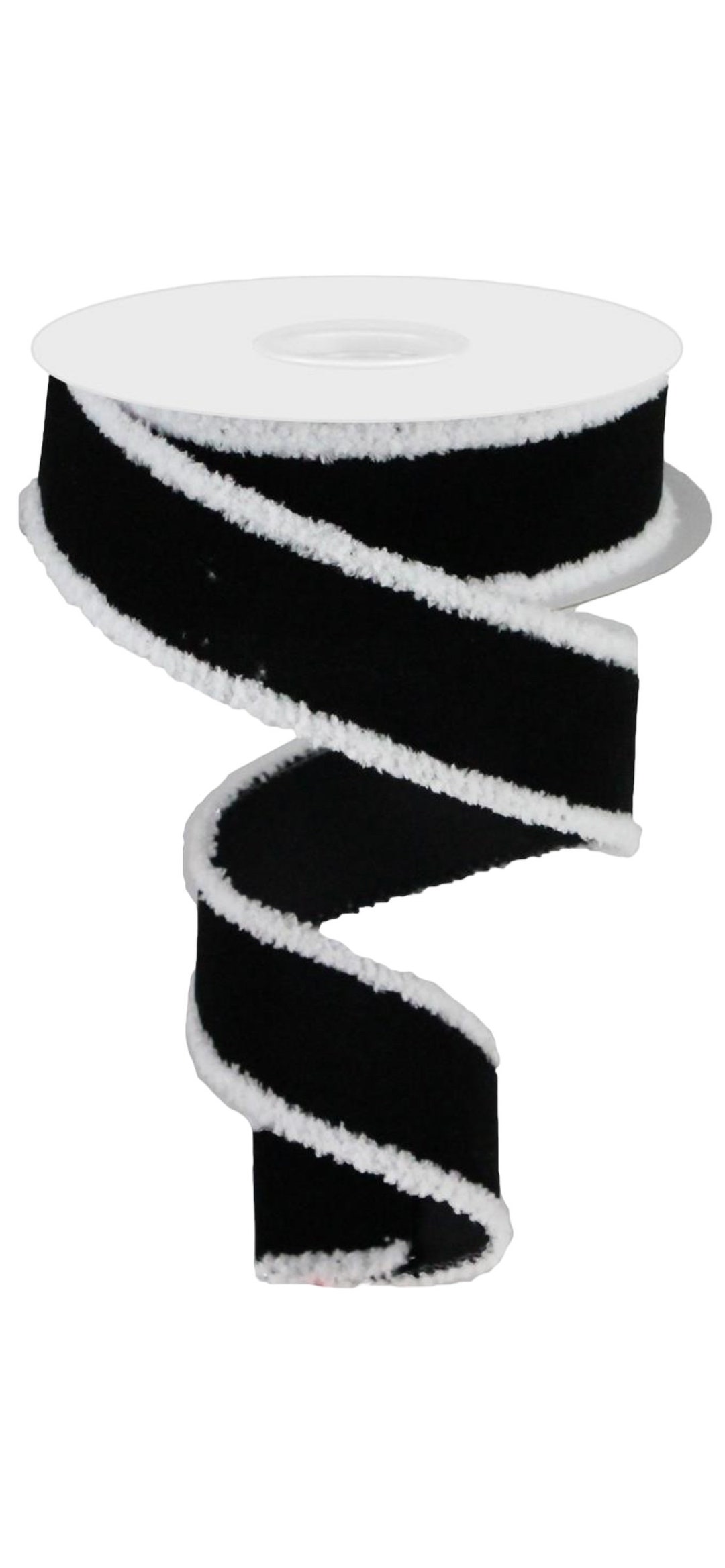 Black Velvet With White Drift Wire Edge Ribbon, 1.5” X 10 Yard Spool ...